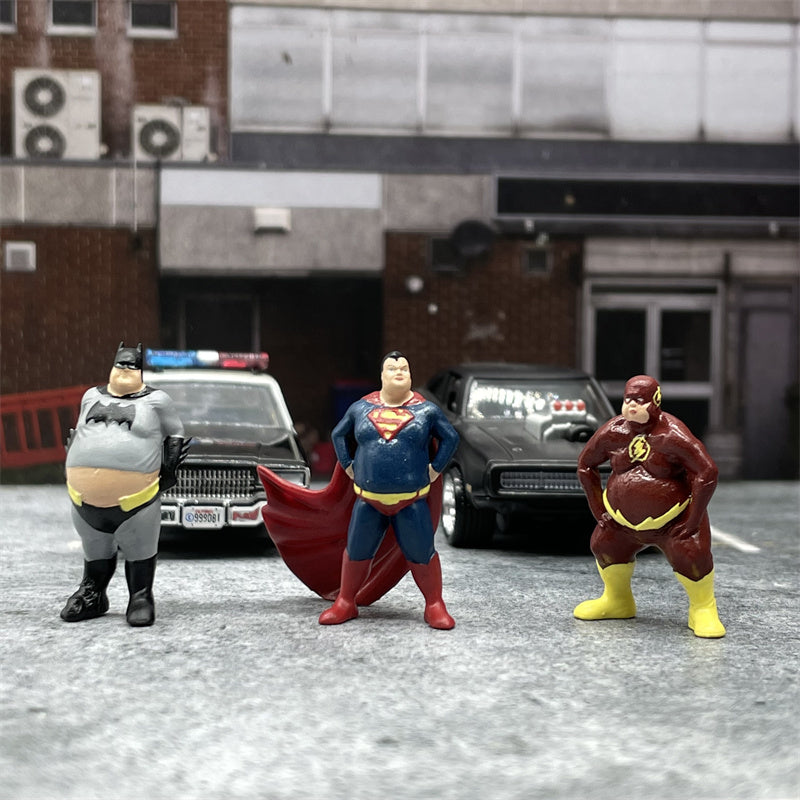 1/64 Scale Figures Fat Retired Superhero Cast Alloy Car Static State M ...