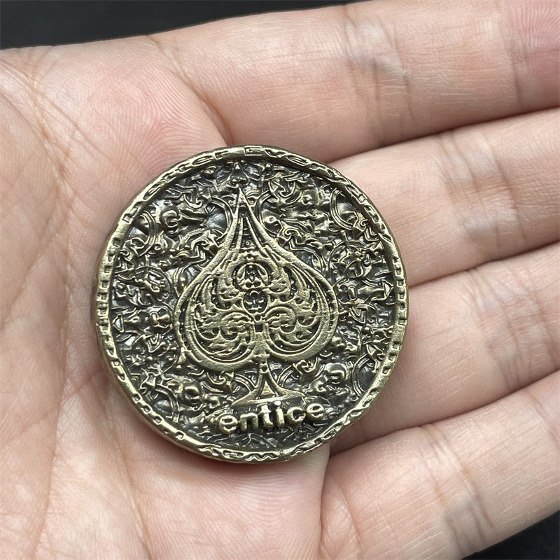 Ace of Spades Vintage Brass Haptic Coins EDC Fidget Toys ADHD Hand Spi ...