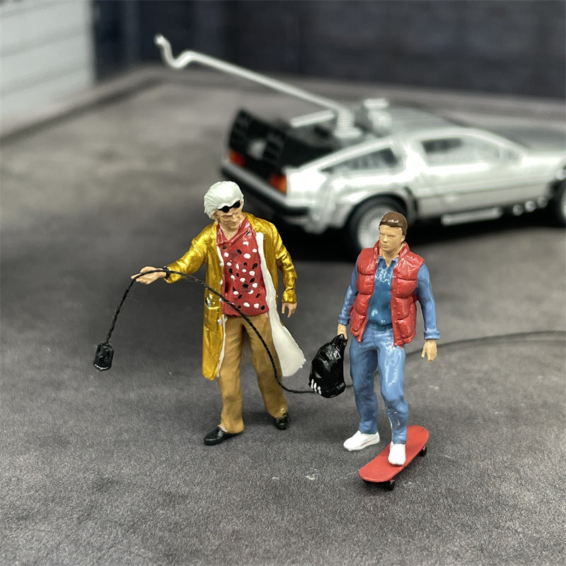 1/64 Scale Model Back to the Future Figures Yellow Cape Dr Brown and S ...